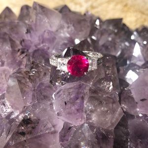 Diamonique | Jewelry | Dmq Simulated Ruby Platinum Clad Sterling Approx ...